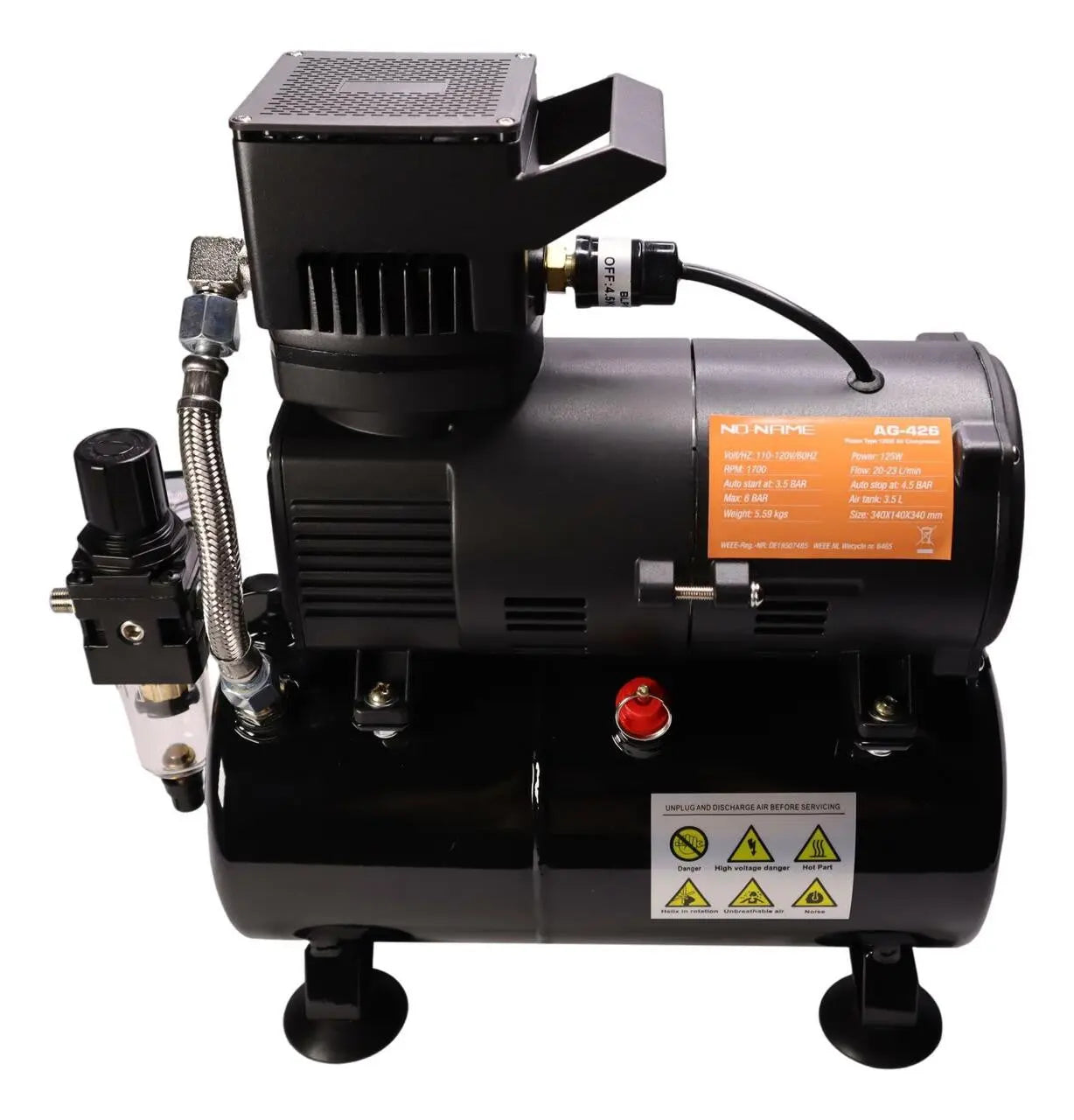 Airbrush compressor with tank store