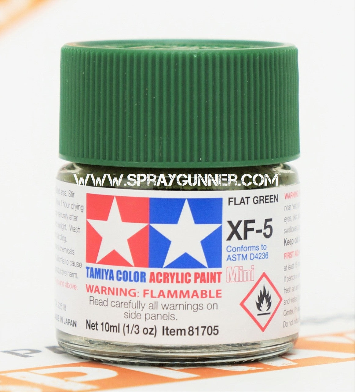 Tamiya Acrylic Model Paints: Flat Green (XF-5) - SprayGunner