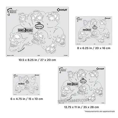 Artool Bone Headz Cranium Freehand Airbrush Template Set of 4 by Mike